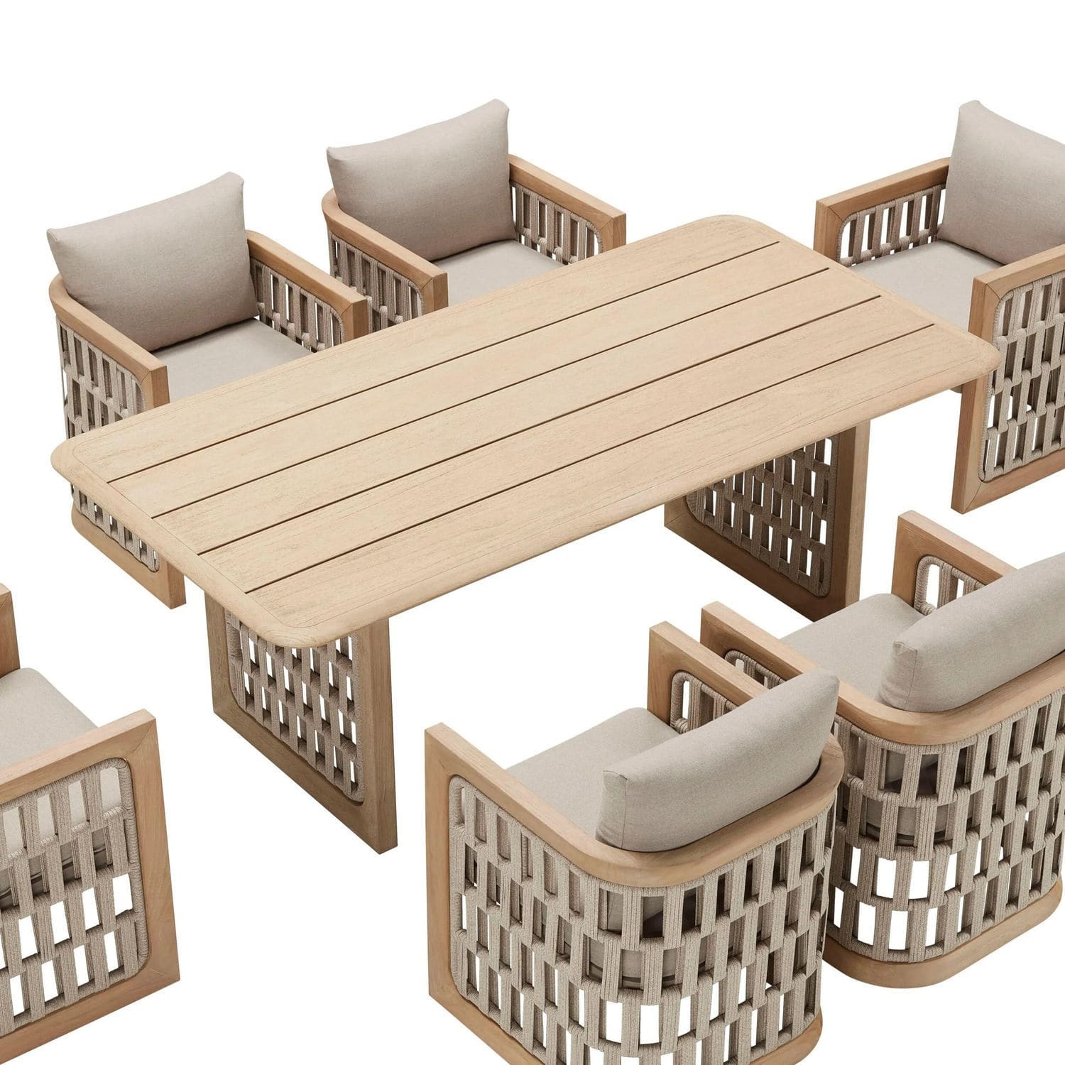 Mesa de jantar contemporânea - RIVA - Higold - em teca / com base em madeira / retangular