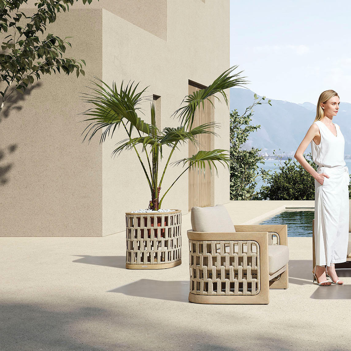 Cache-pot em teca - RIVA - Higold