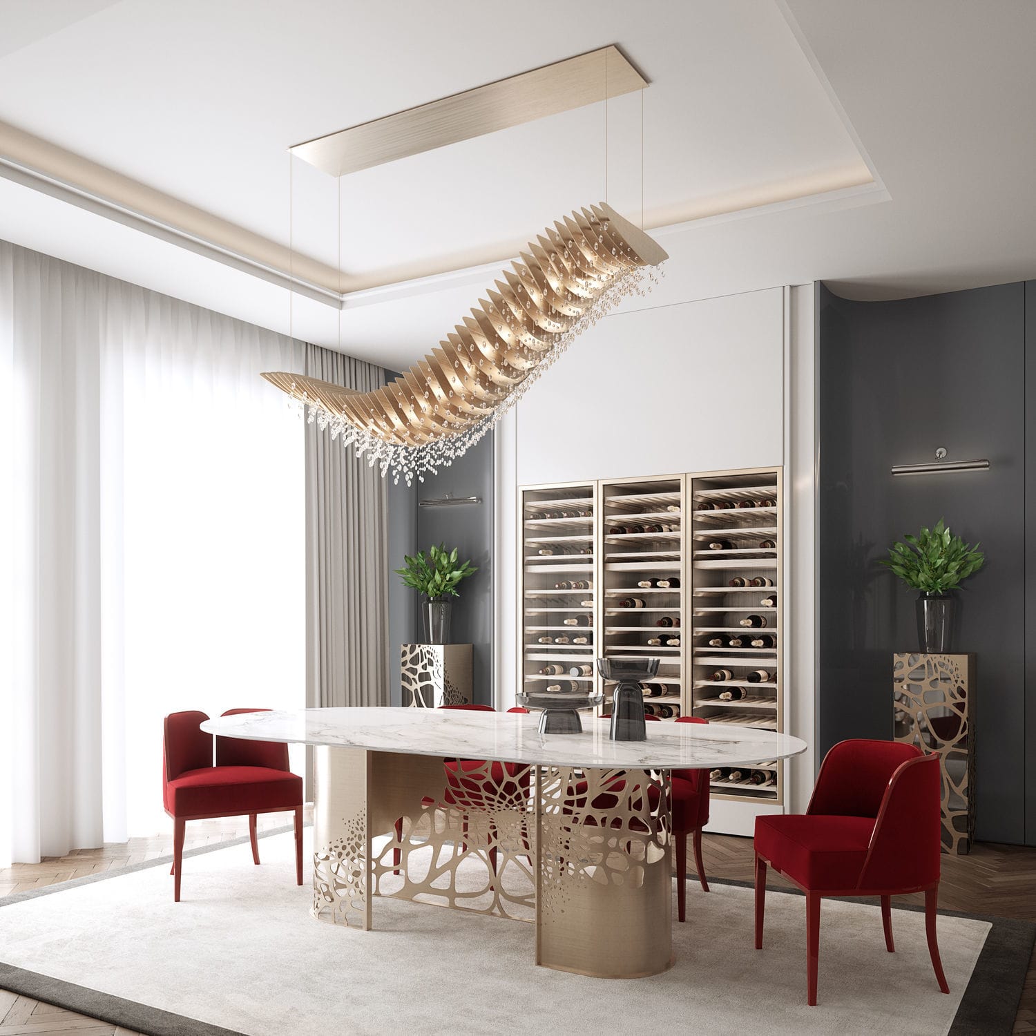 Pendente - ICONIC - Memoir - em latão escovado / em cristal / contemporânea