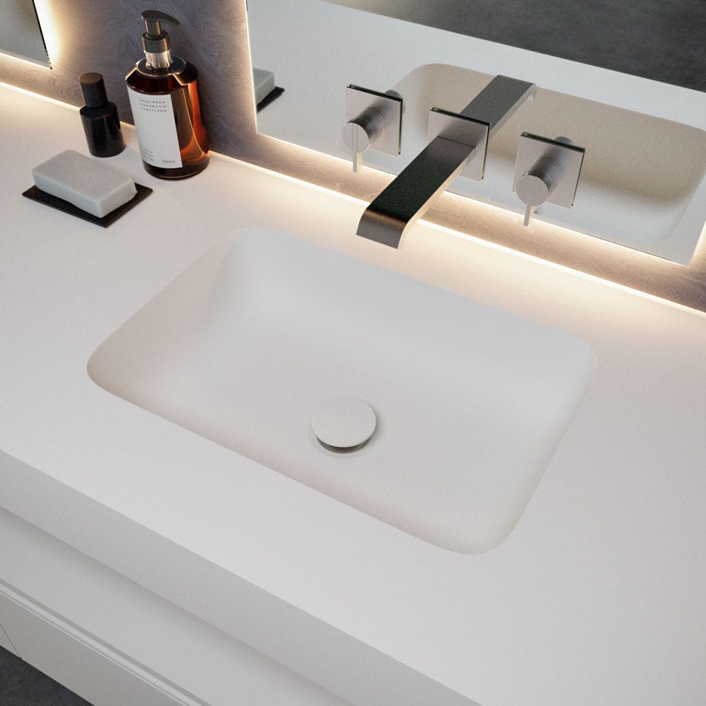 Cuba suspensa - ORION - Riluxa - em Corian® / com tampo / por medida