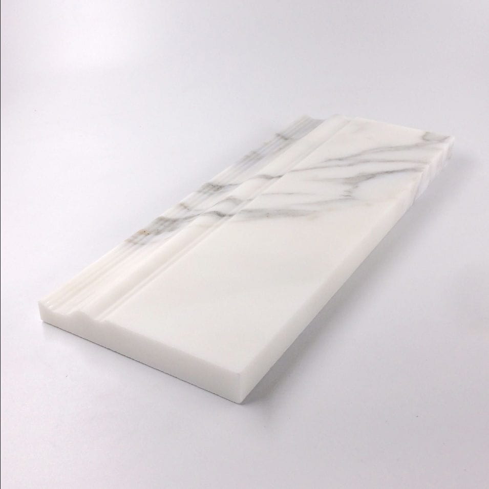 Rodapé branco - Elite Stone - em mármore / retangular / decorativo