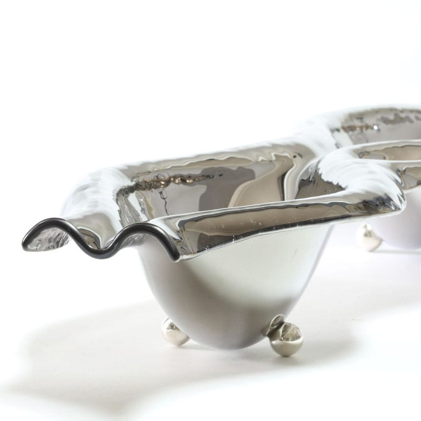 Vaso contemporâneo - FLOW SILVER - PlusObject - em vidro / feito à mão