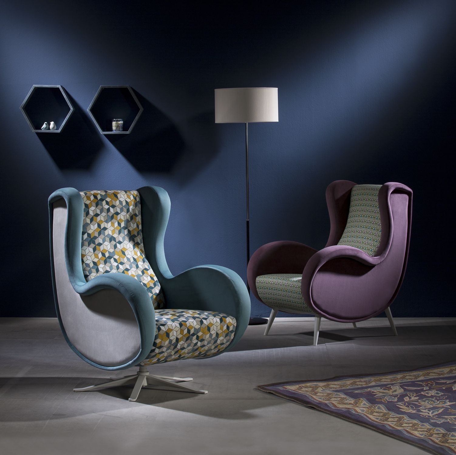 Poltrona de estilo escandinavo - KIM - Raga - em tecido / em couro / em madeira