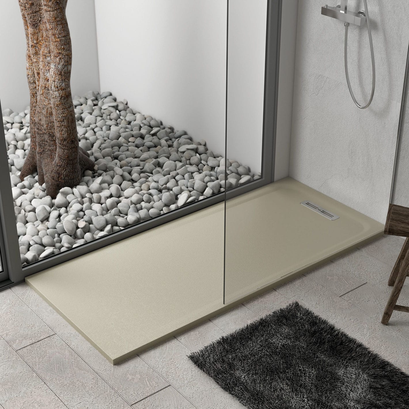 Piso de box retangular - VERYK - BAÑOS 10 S.L. - de sobrepor / em pedra ...