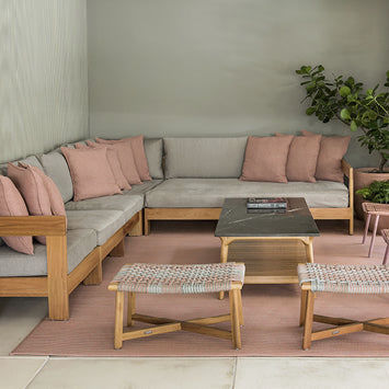 Mesa de centro contemporânea - Moorea - Tidelli - em pedra / com base em madeira de eucalipto ...