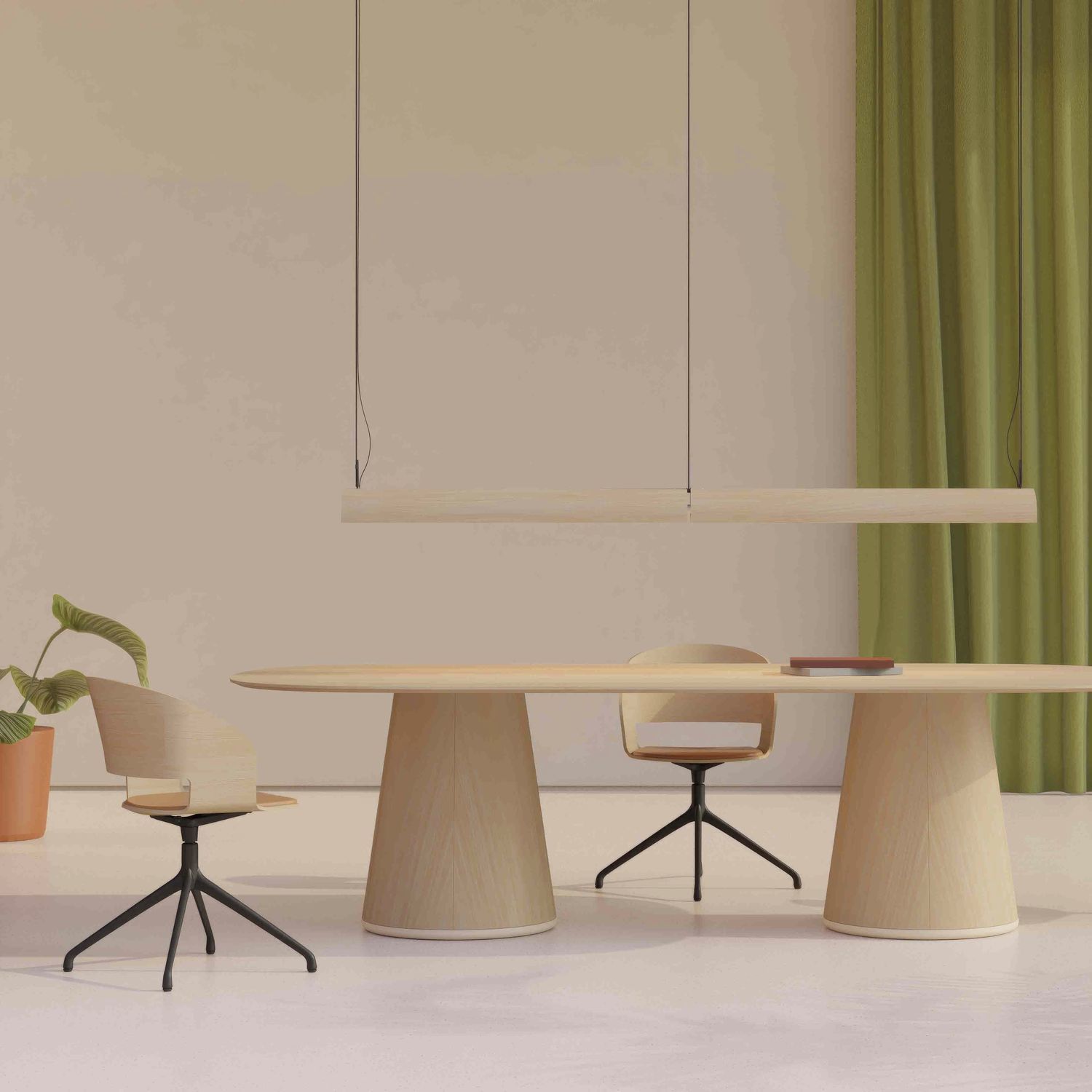 Mesa design - CONIC - Vergés - em madeira de freixo / com base em ...