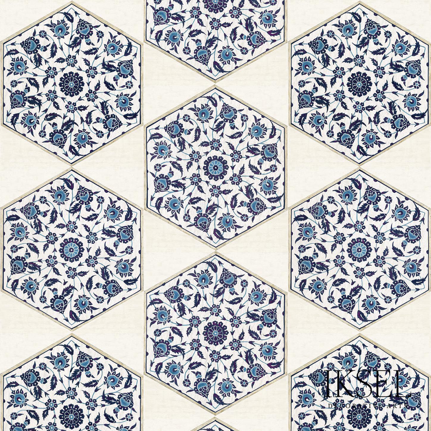 Papel de parede contemporâneo - IZNIK HEXAGONAL TILES RW113 - Iksel ...