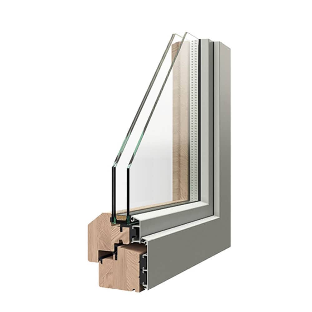 Janela em madeira‑alumínio - SOLID - Caiframe - em alumínio / em vidro / em madeira laminada colada