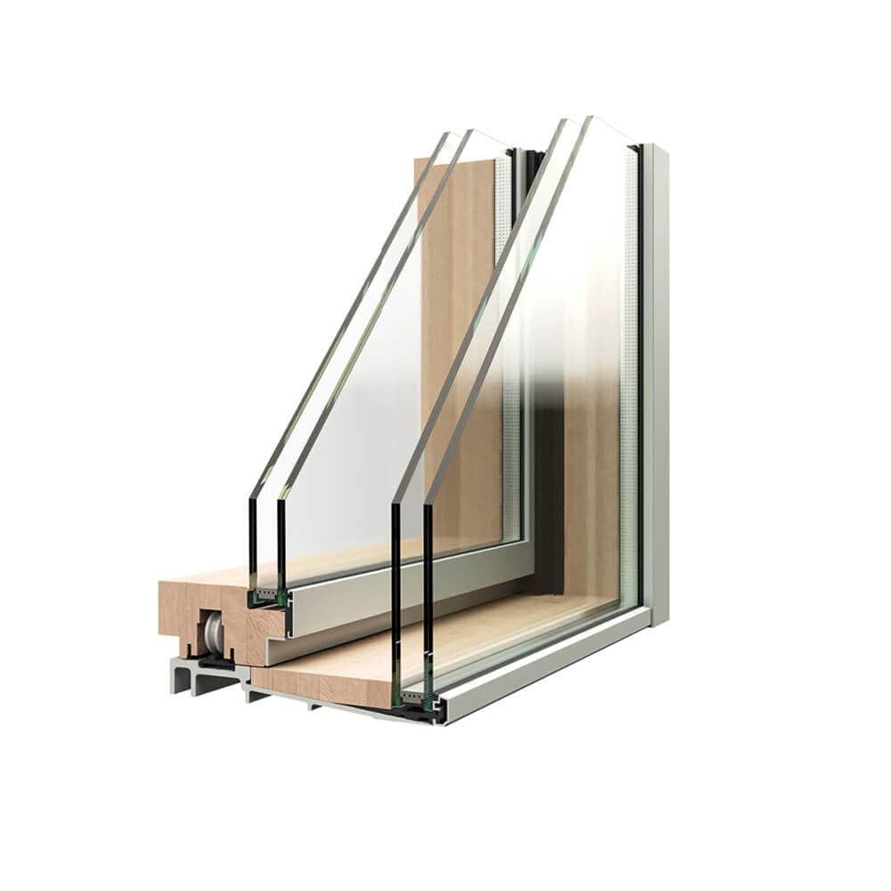 Janela em madeira‑alumínio - RAY - Caiframe - em alumínio / em vidro / em madeira laminada colada