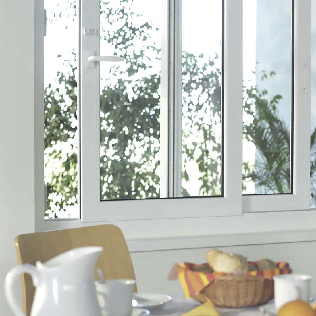 Janela de correr - Caiframe - em PVC / com vidro duplo / dupla