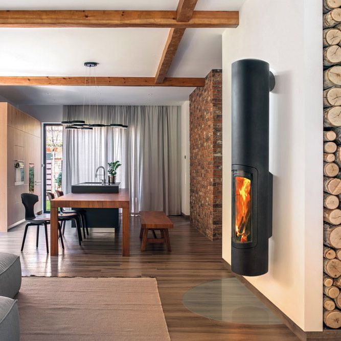 Lareira a lenha - SLIMFOCUS - Focus Creation - apoiada / de design original / fechada