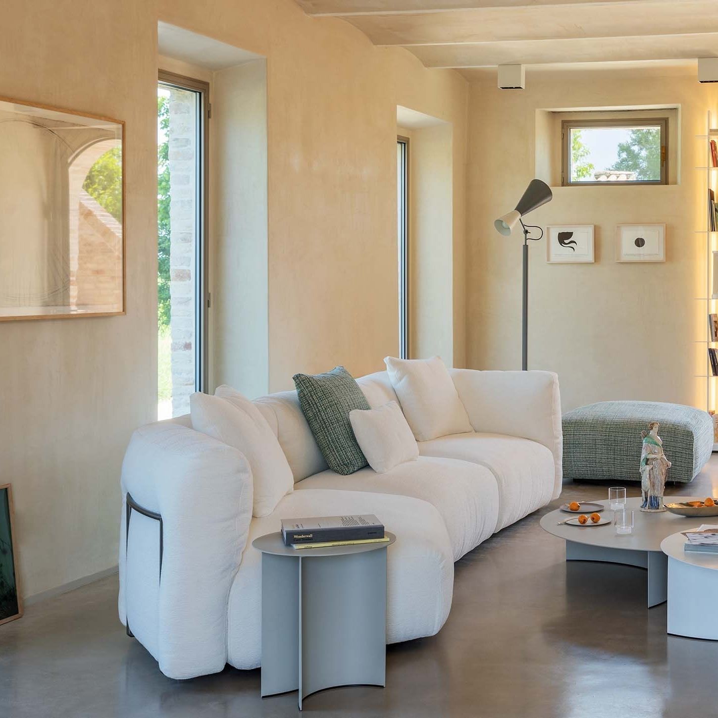 Sofá modular - FIOCCO - Flou - contemporâneo / em tecido / em couro