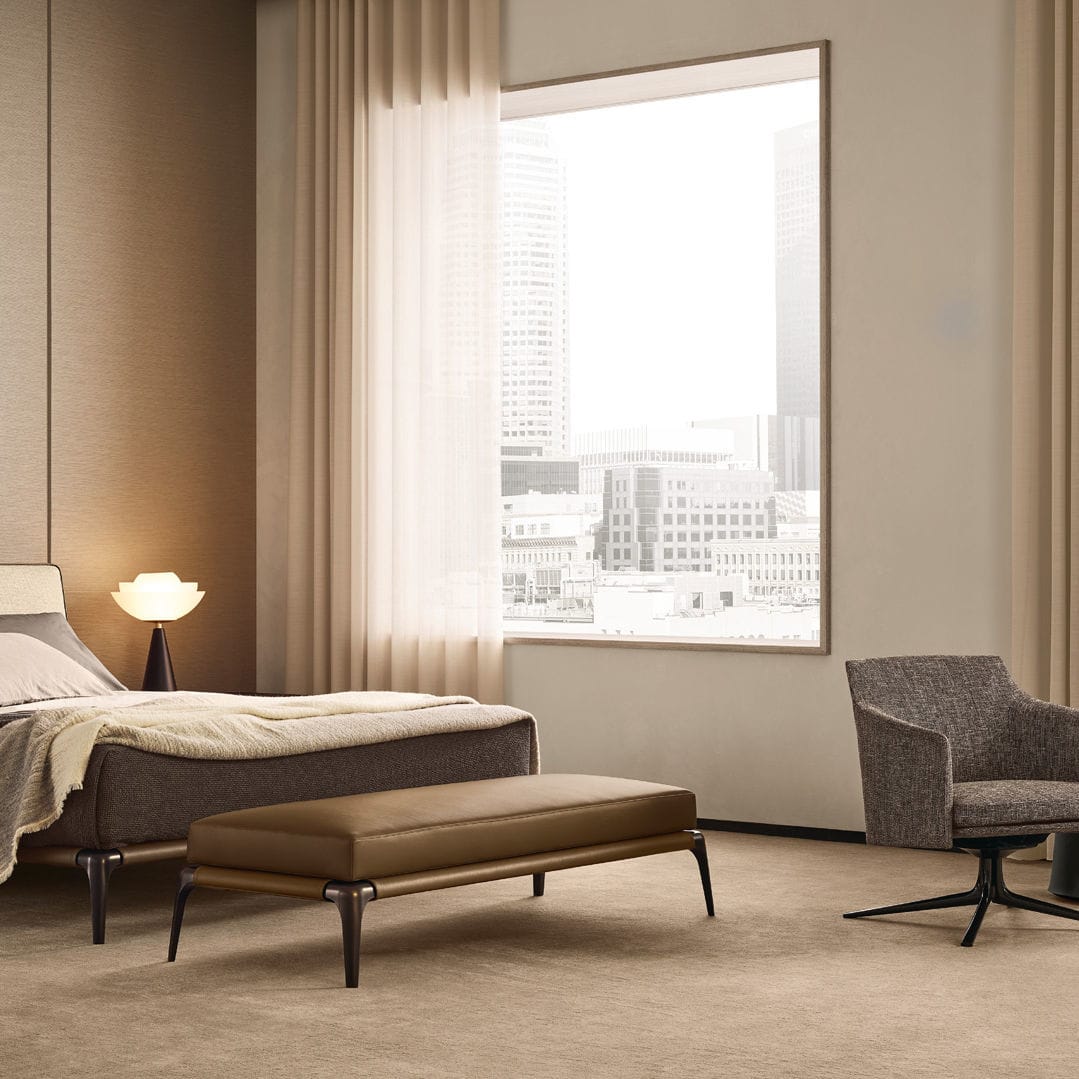 Banco de pé de cama contemporâneo - PARK - Poliform - em tecido / em ...