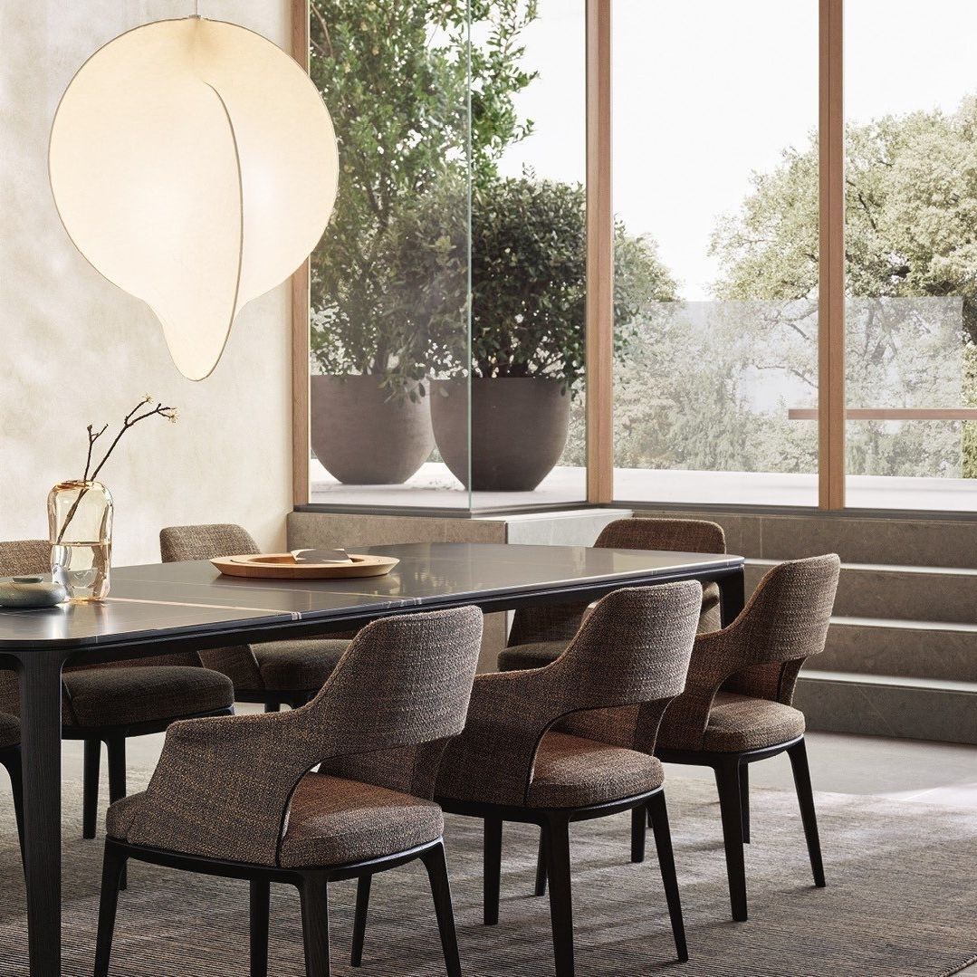 Mesa contemporânea - HENRY - Poliform - em madeira / em vidro / em mármore