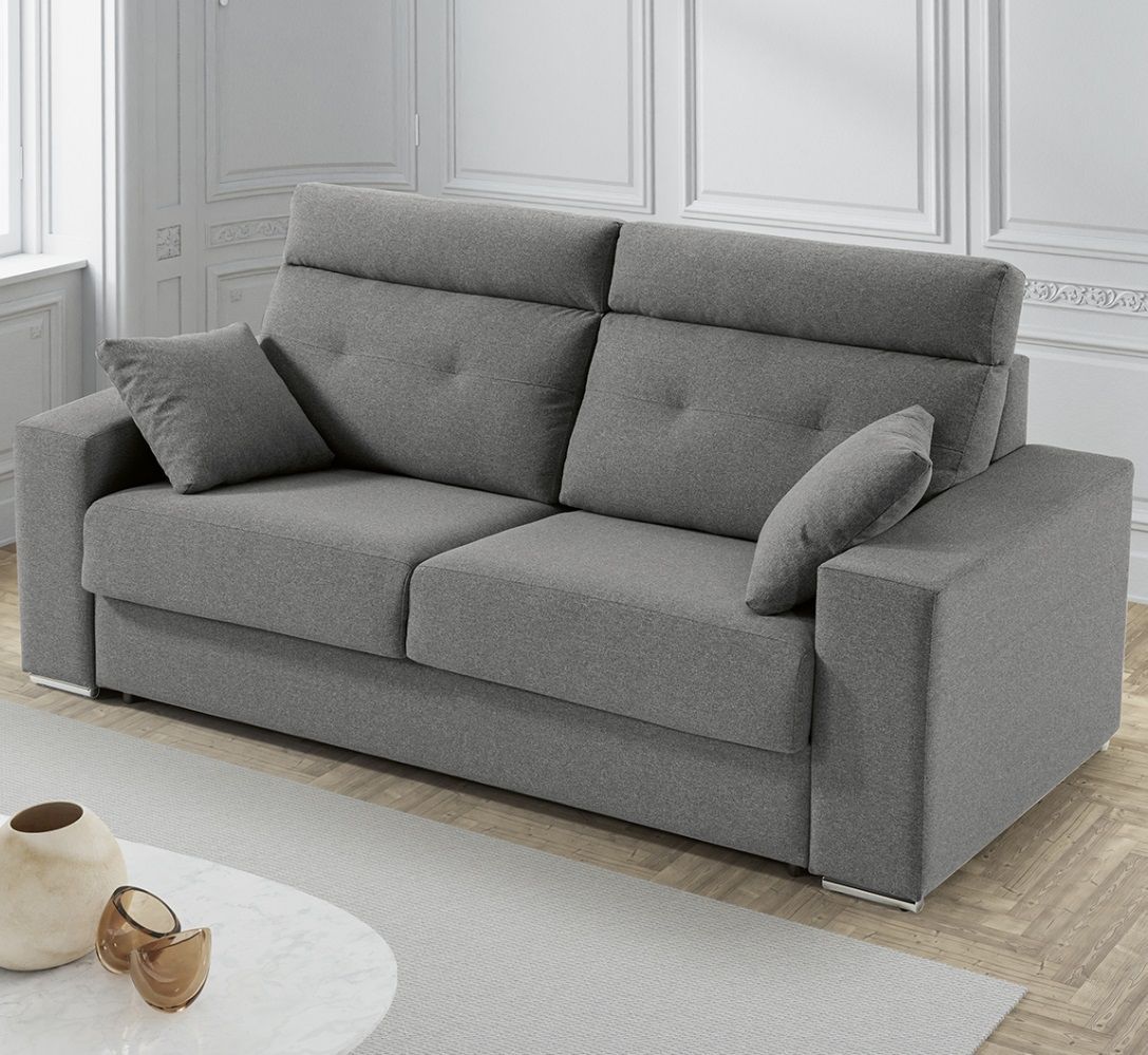 Sofá-cama - OLIVIA - Mopal Tapizados S.L. - contemporâneo / em tecido / cinza