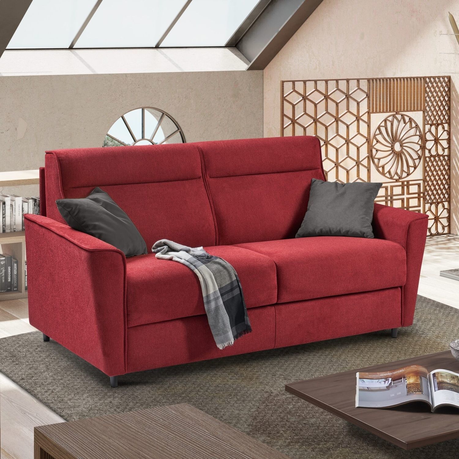 Sofá-cama - Bilbao - IL BENESSERE - contemporâneo / vermelho / em tecido