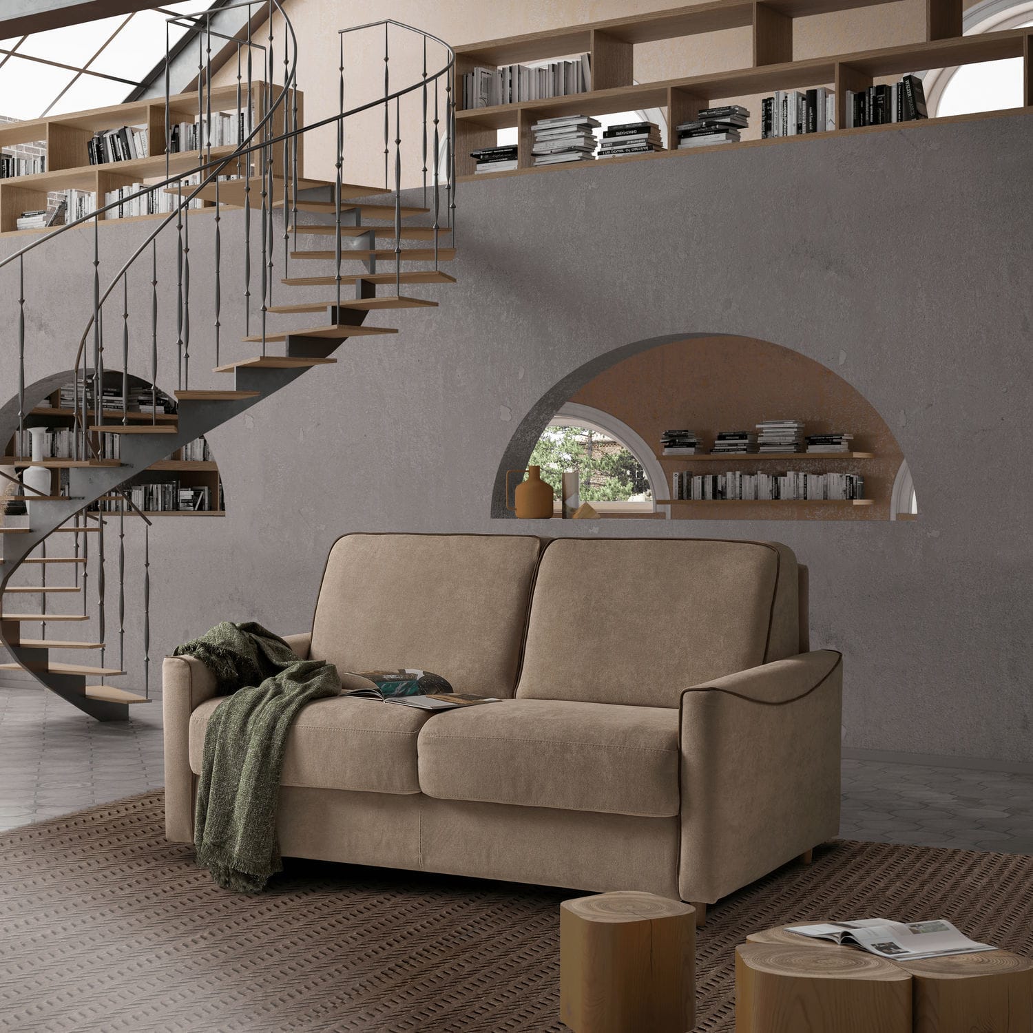 Sofá-cama - Capri - IL BENESSERE - contemporâneo / em tecido / em couro