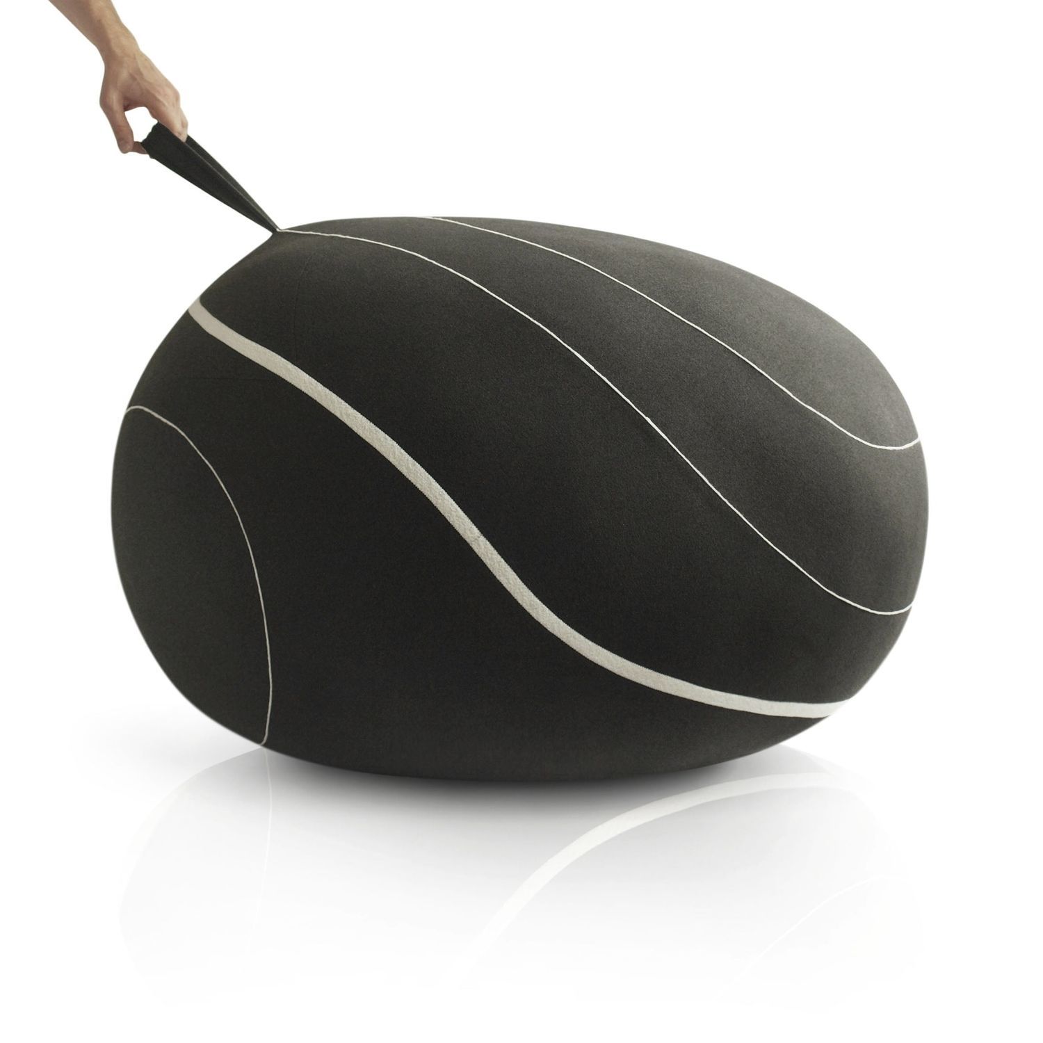 Puff contemporâneo - MOBY DICK - Katsu Stones - de lã / oval / feito à mão