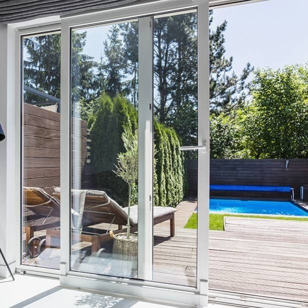 Porta de vidro de correr - Groupe Lorillard - em PVC / com vidro duplo ...