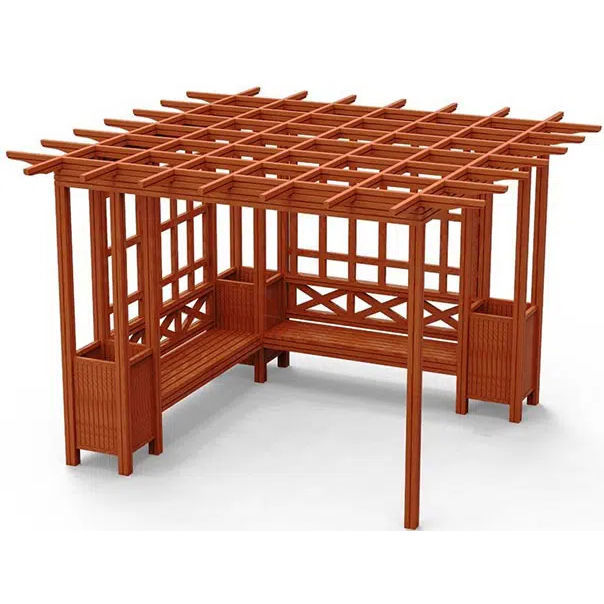 Pérgola em madeira - MODEL 1 - Elysee - com lâminas fixas / com banco ...