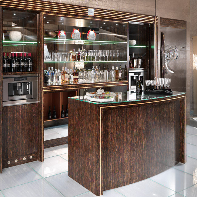 Balcão para bar - FUTURA - BRUMMEL - em vidro / em madeira / reto