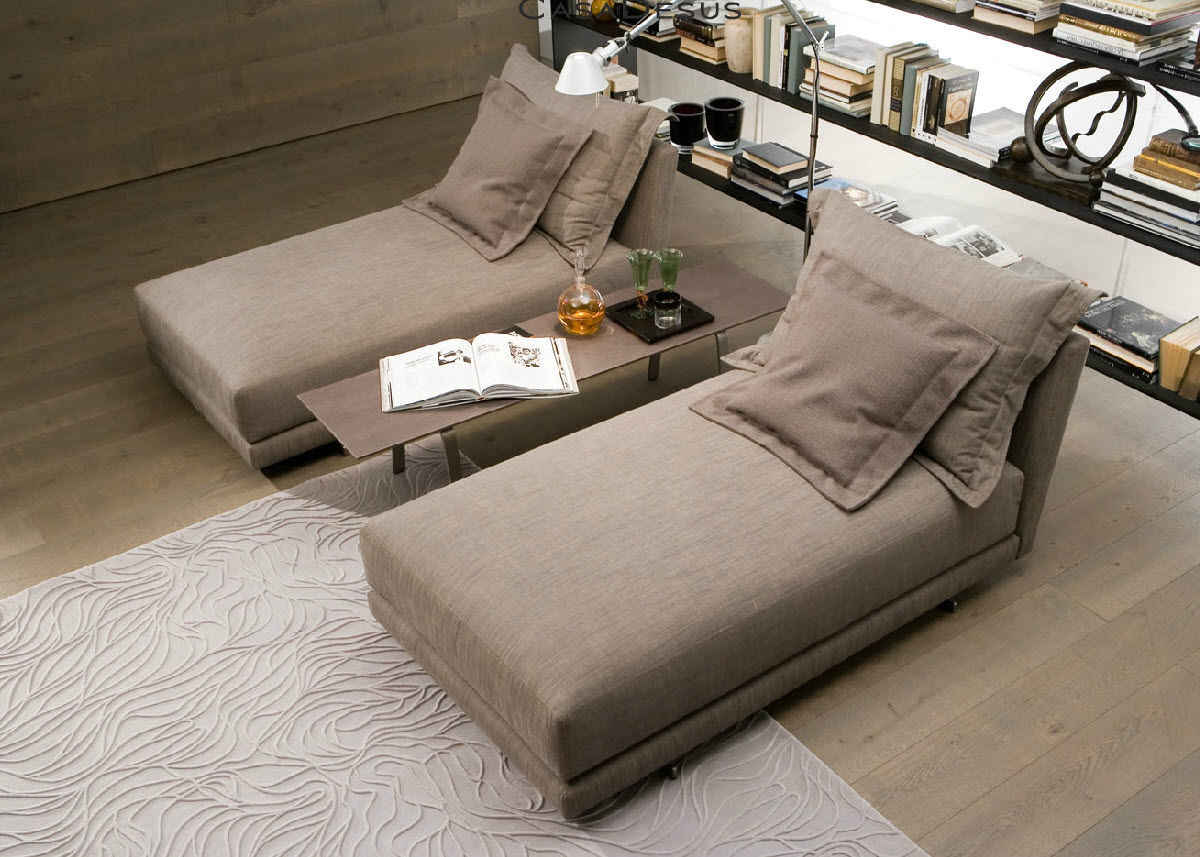 Chaise longue contemporânea - ANGELO - CasaDesùs - em tecido / cinza