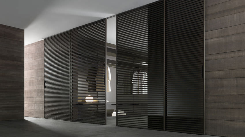 Porta interna - STRIPE - RIMADESIO - em alumínio / de correr / com vidro