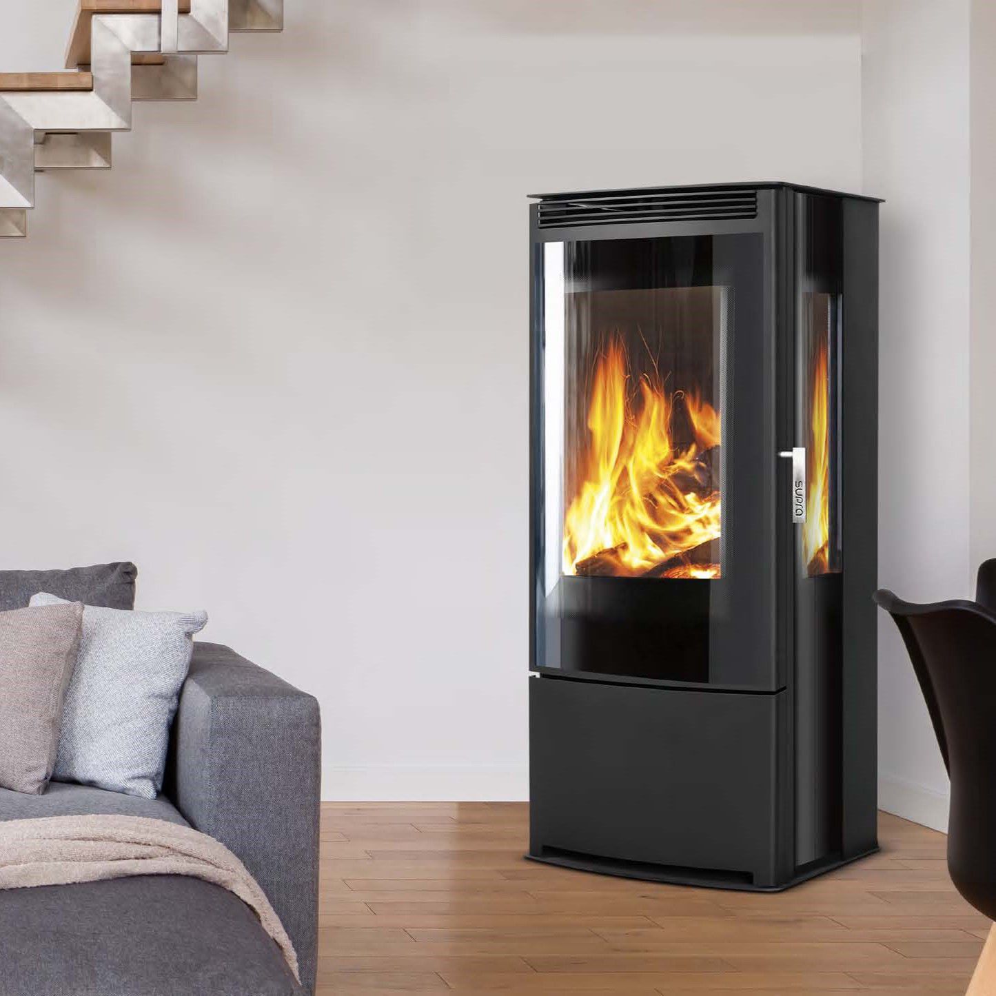 Salamandra a lenha - ANAYA TRI-VISION - SUPRA FRANCE - 5 kW–10 kW / de ...