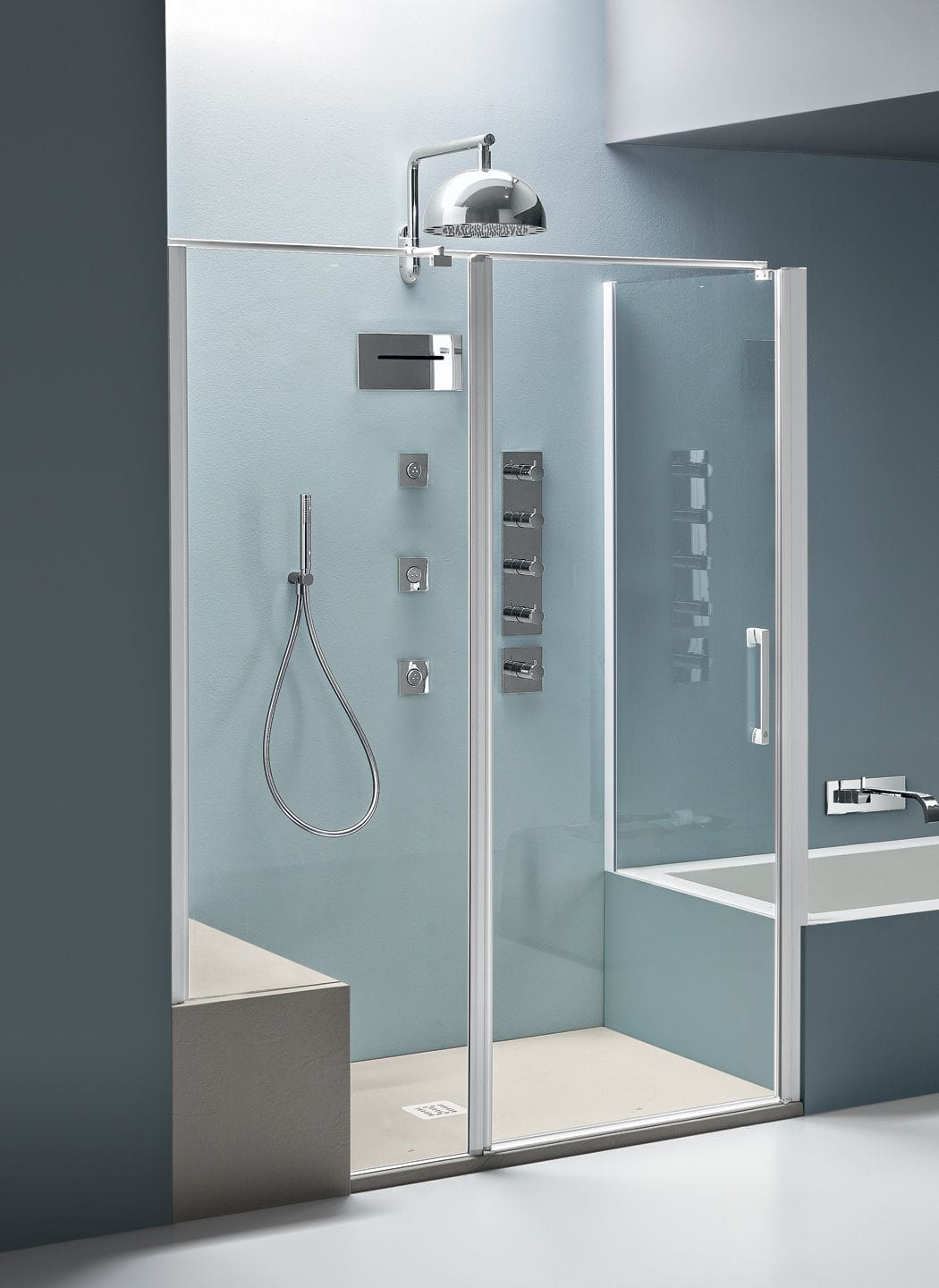 Box de banheiro de abrir - DEDALO 1 WALL - ARBLU - frontal / em vidro temperado / profissional