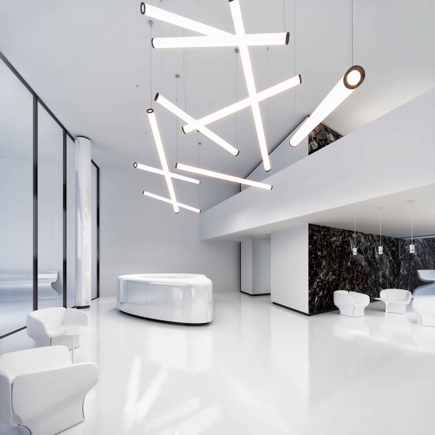 Luminária técnica pendente - BUNGA - PROLICHT - de LED / redonda / linear