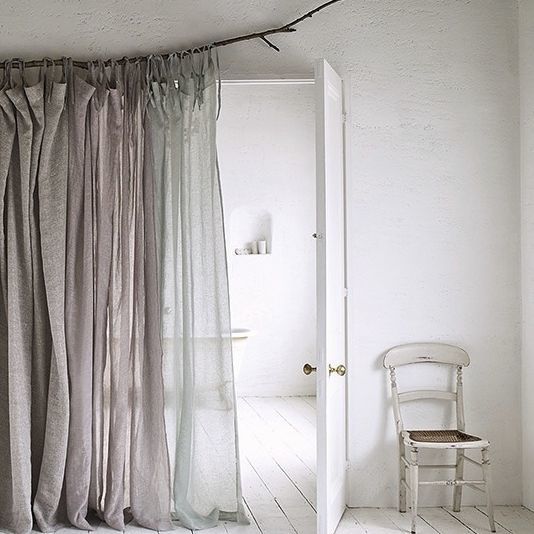 Cortina de voile de cor lisa - CELLINI - ROMO - em linho / antichama ...