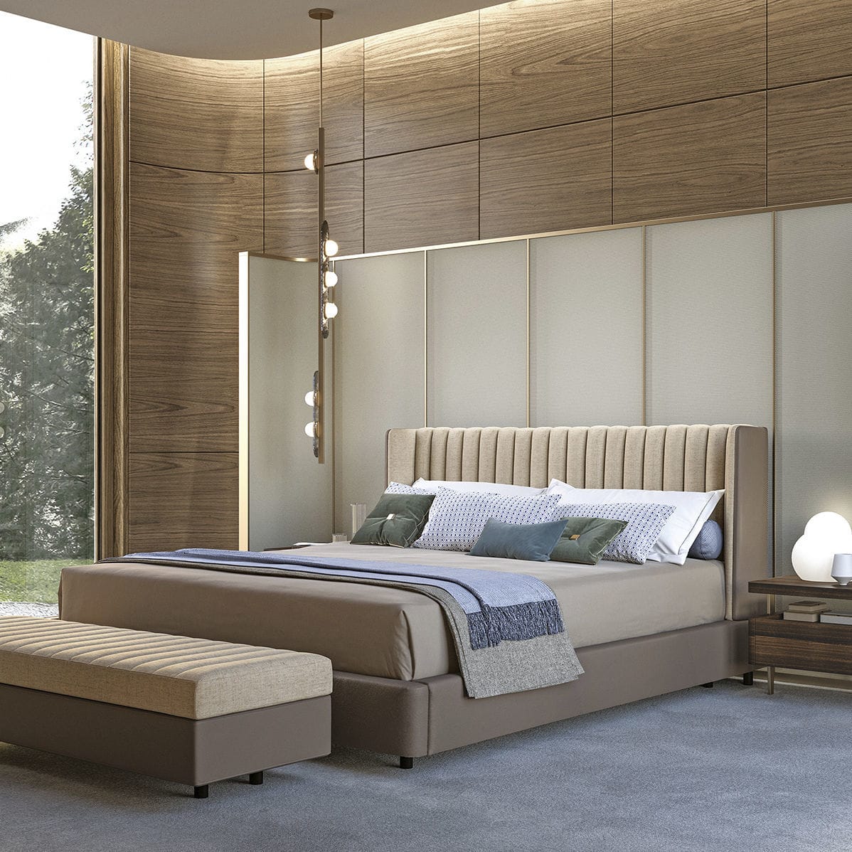 Cama de casal - Domus - TURRI - contemporânea / estofada / com ...