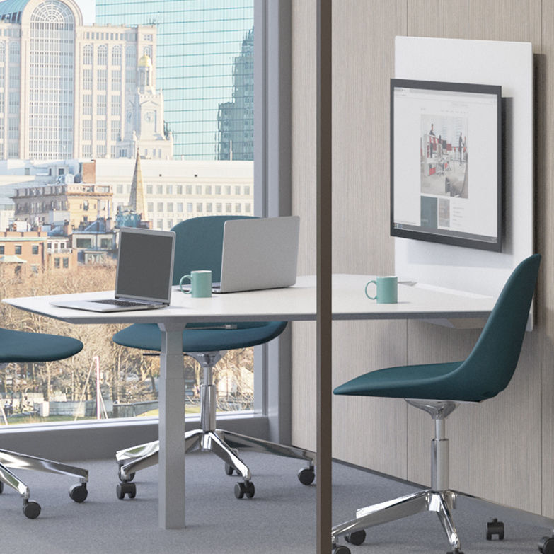 Mesa de reunião contemporânea - TEK PIER™ - Teknion - em acrílico / com base metálica / flexível