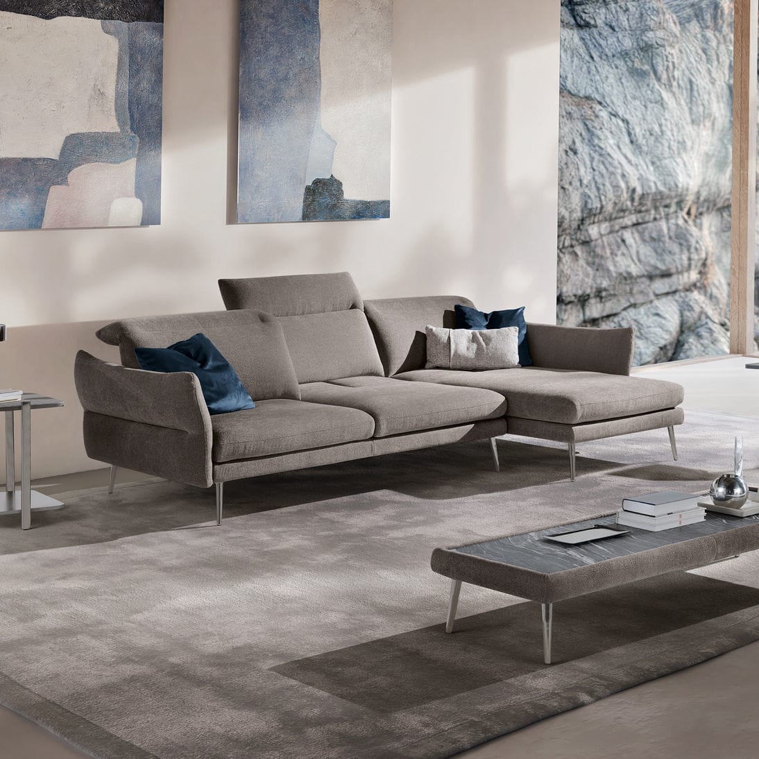 Sofá modular - Modula - maxdivani - contemporâneo / em tecido / em couro