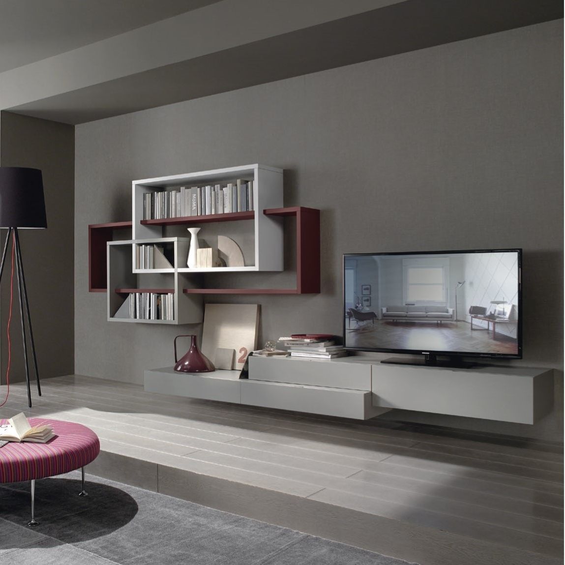 Móvel de parede contemporâneo para TV - L6C42 - SANGIACOMO - em madeira ...
