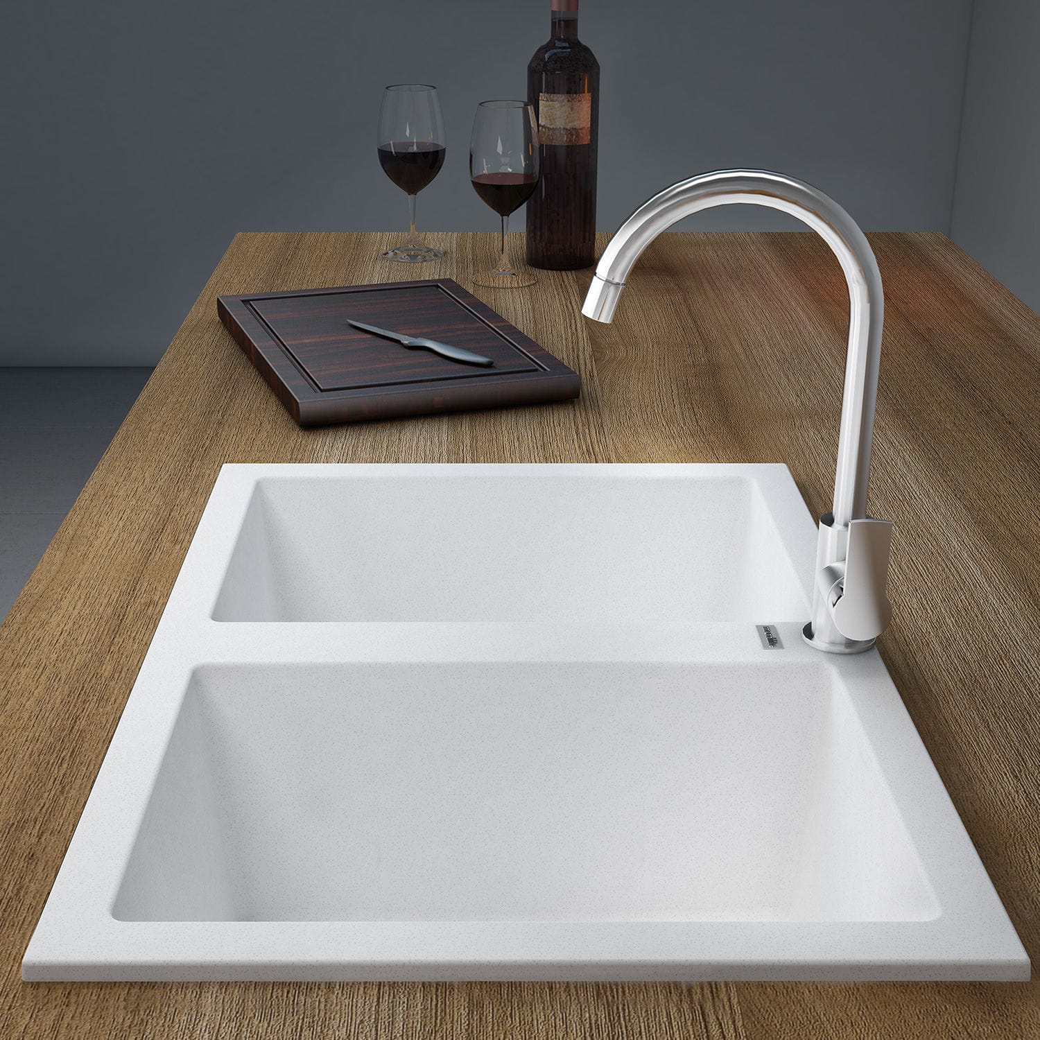 Pia com 2 cubas - SUPREME 760 - Mundilite - sem escorredor / em aço ...