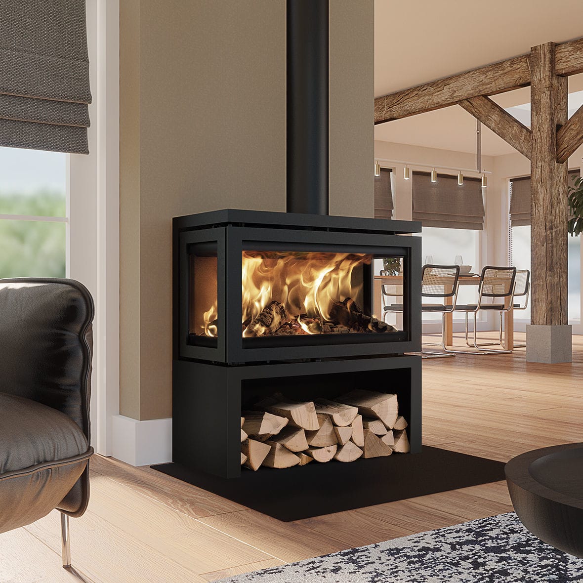 Lareira a lenha - Dik Geurts -Vidar Triple Large, Store - DRU - de piso ...