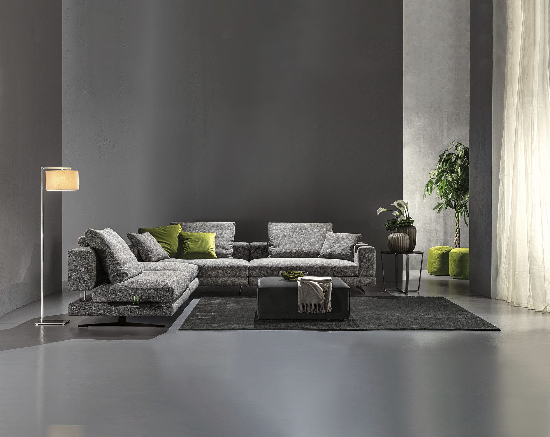 Sofá modular - REGOQUATTRO - Respace - de canto / cinza / em tecido