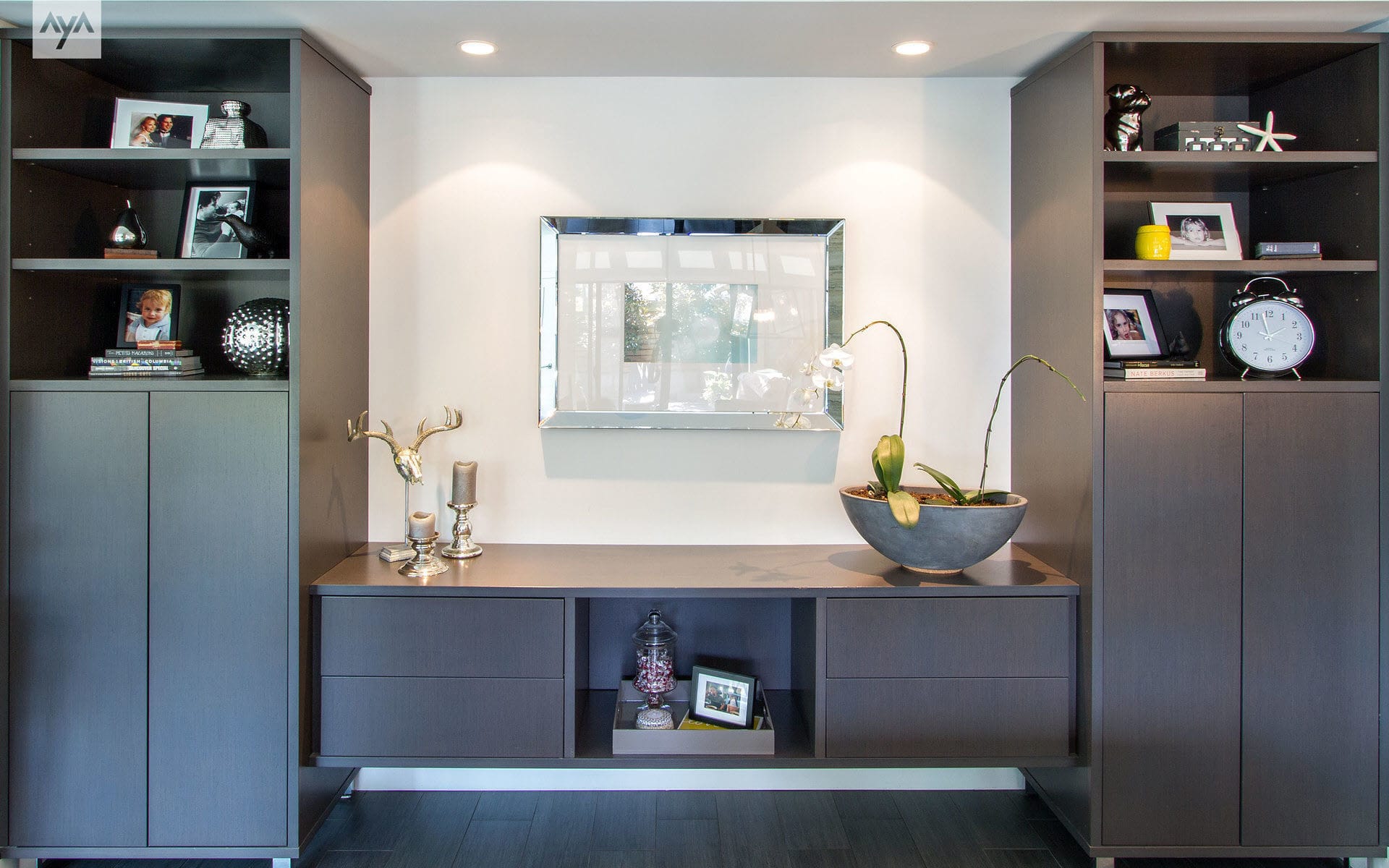 Móvel de parede de sala contemporâneo - MANHATTAN - AYA kitchens - em wengé