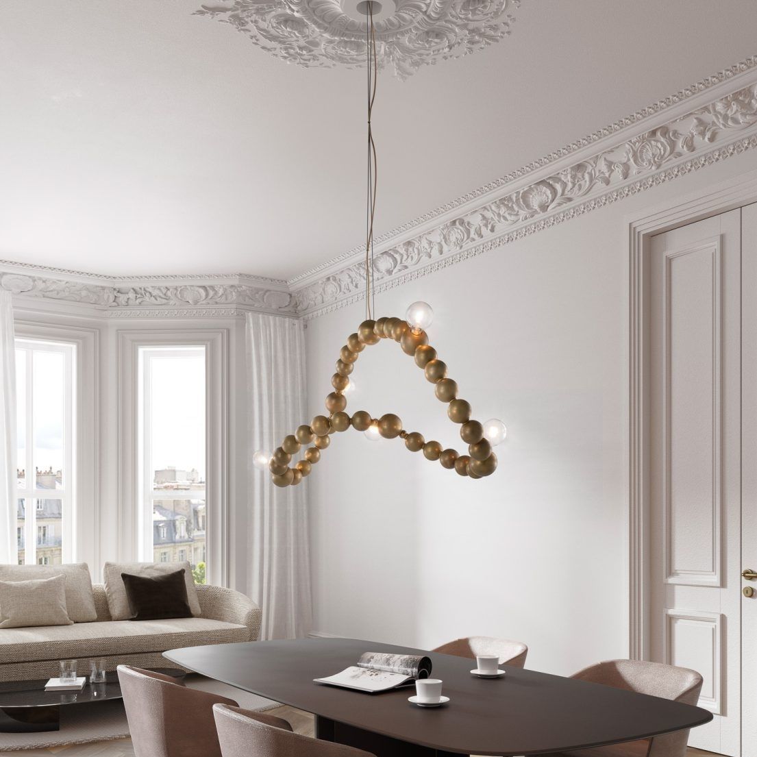 Lustre contemporâneo - BELLA - Brand van Egmond - em ouro / para 5 ...