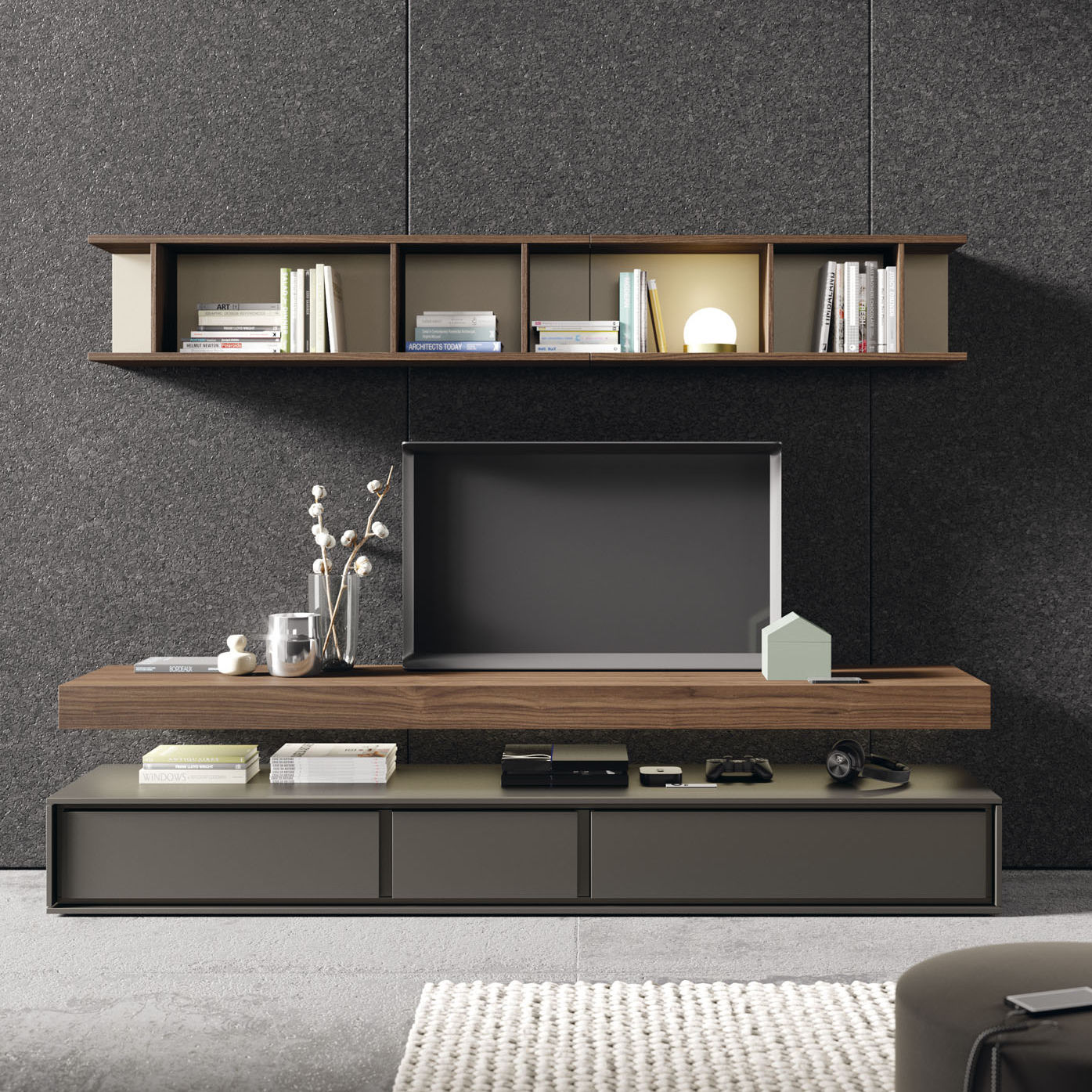 Móvel de parede contemporâneo para TV - BOOK 21 - VIVE - MUEBLES VERGE ...