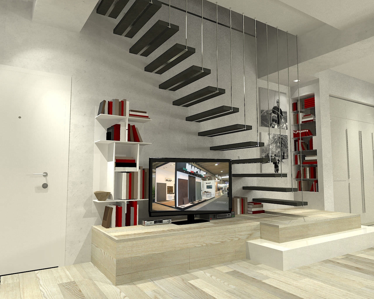 Escada reta - BLACK MAP SLATE DESIGN - MAP Slate Srl - com degraus em ...