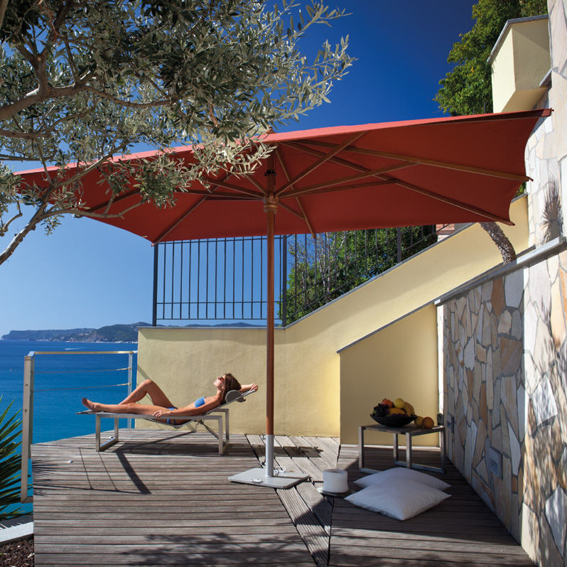 Ombrelone retangular - LIPARI - FIM - em madeira / em tecido / para ...