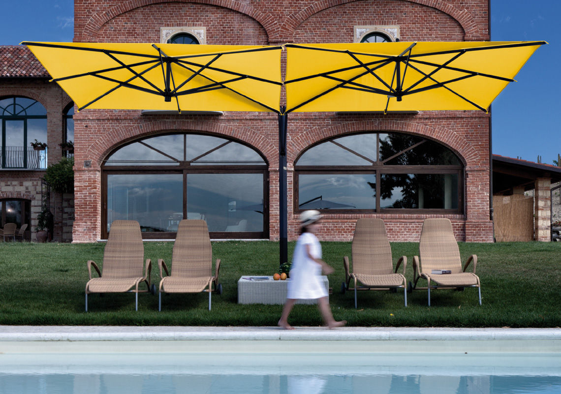 Ombrelone em alumínio - SOLEADO - FIM - em tecido / duplo / com manivela