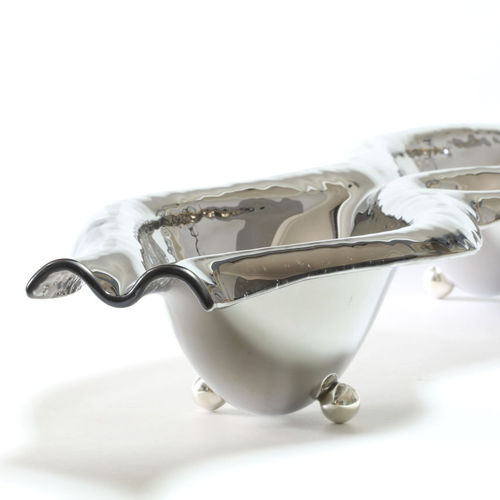 Vaso contemporâneo - FLOW SILVER - STS - em vidro / feito à mão