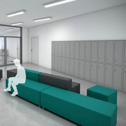 Banco estofado modular - 12005 - Mirplay School - contemporâneo / em couro sintético / em madeira